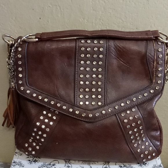 MMS Design Studio | Bags | Mms Design Studio Brown Rhinestones Shoulder ...